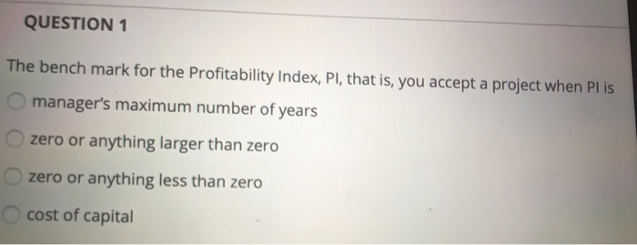 Solved QUESTION 1 The bench mark for the Profitability | Chegg.com