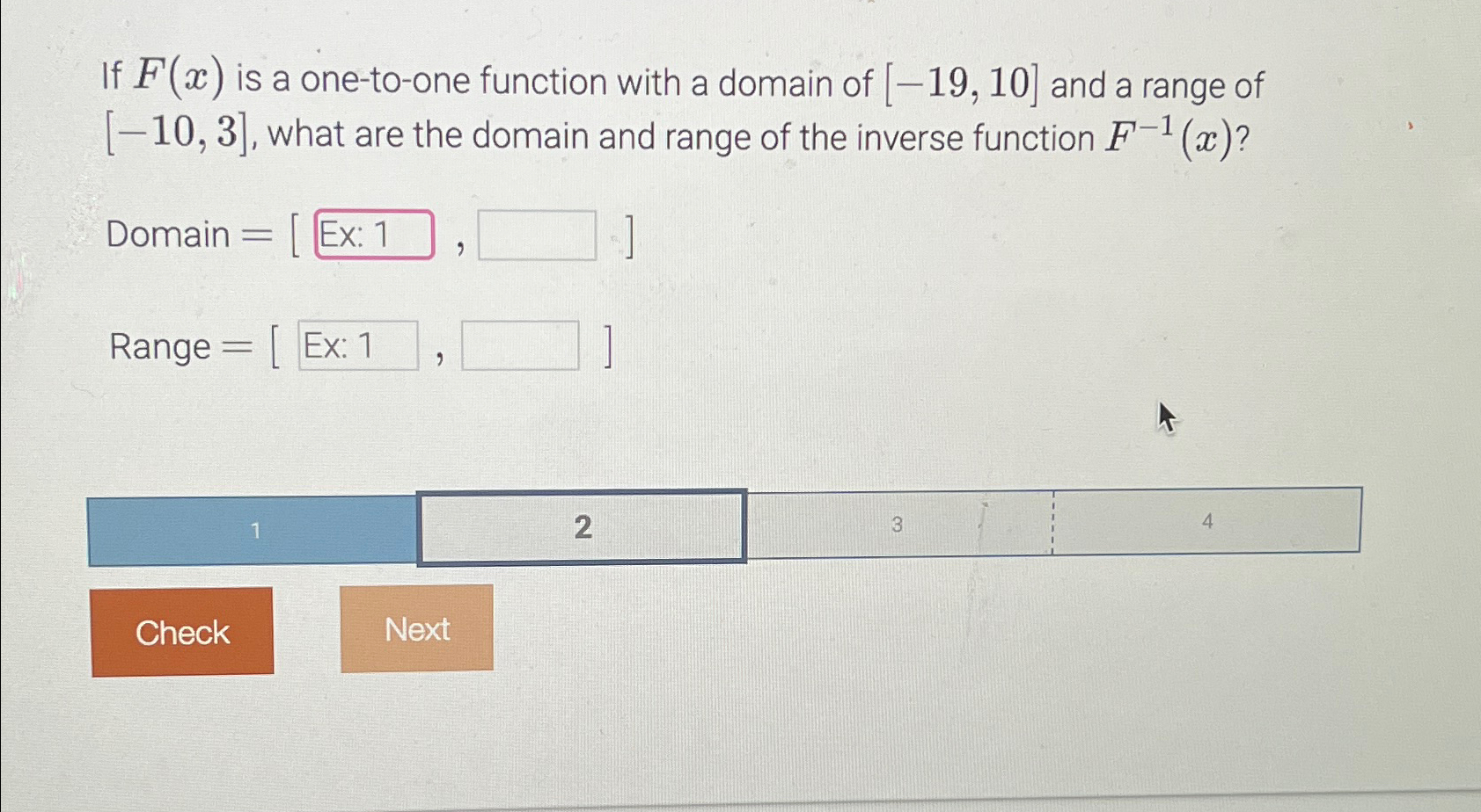Solved If F(x) ﻿is a one-to-one function with a domain of | Chegg.com