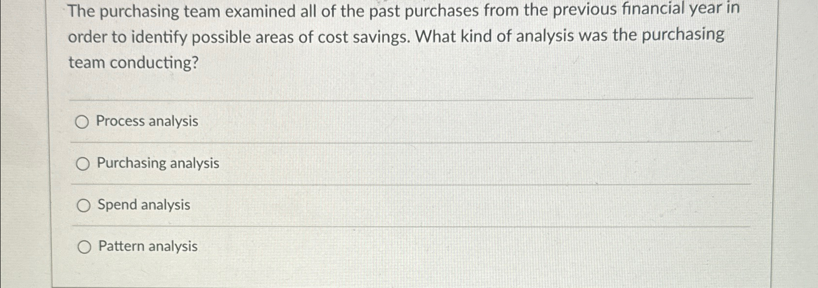 Solved The purchasing team examined all of the past | Chegg.com
