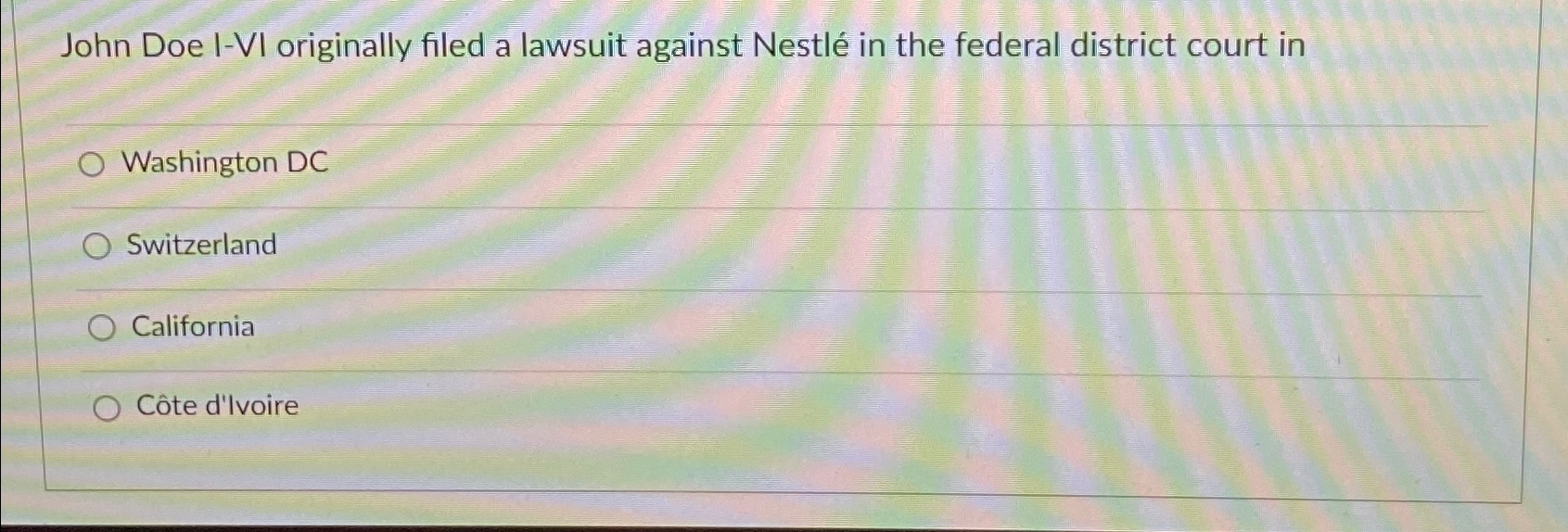 Solved John Doe I-VI originally filed a lawsuit against | Chegg.com