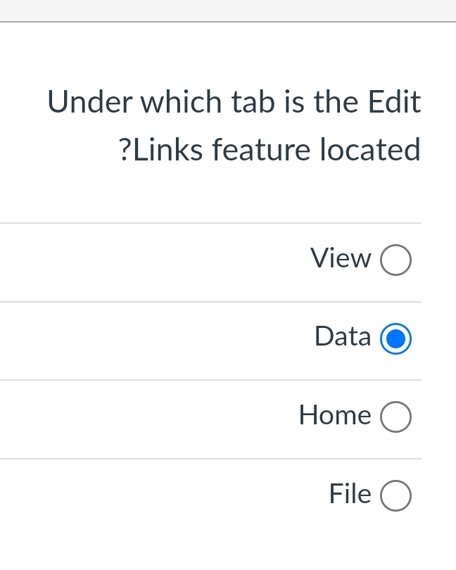Solved Under which tab is the Edit ?Links feature | Chegg.com