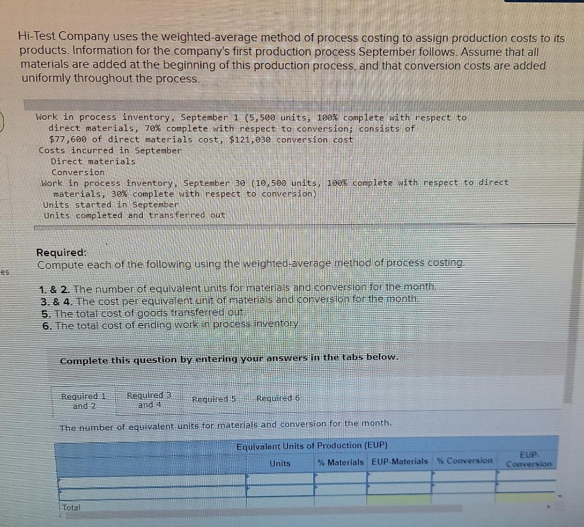 Hi-Test Company uses the weighted-average method of | Chegg.com