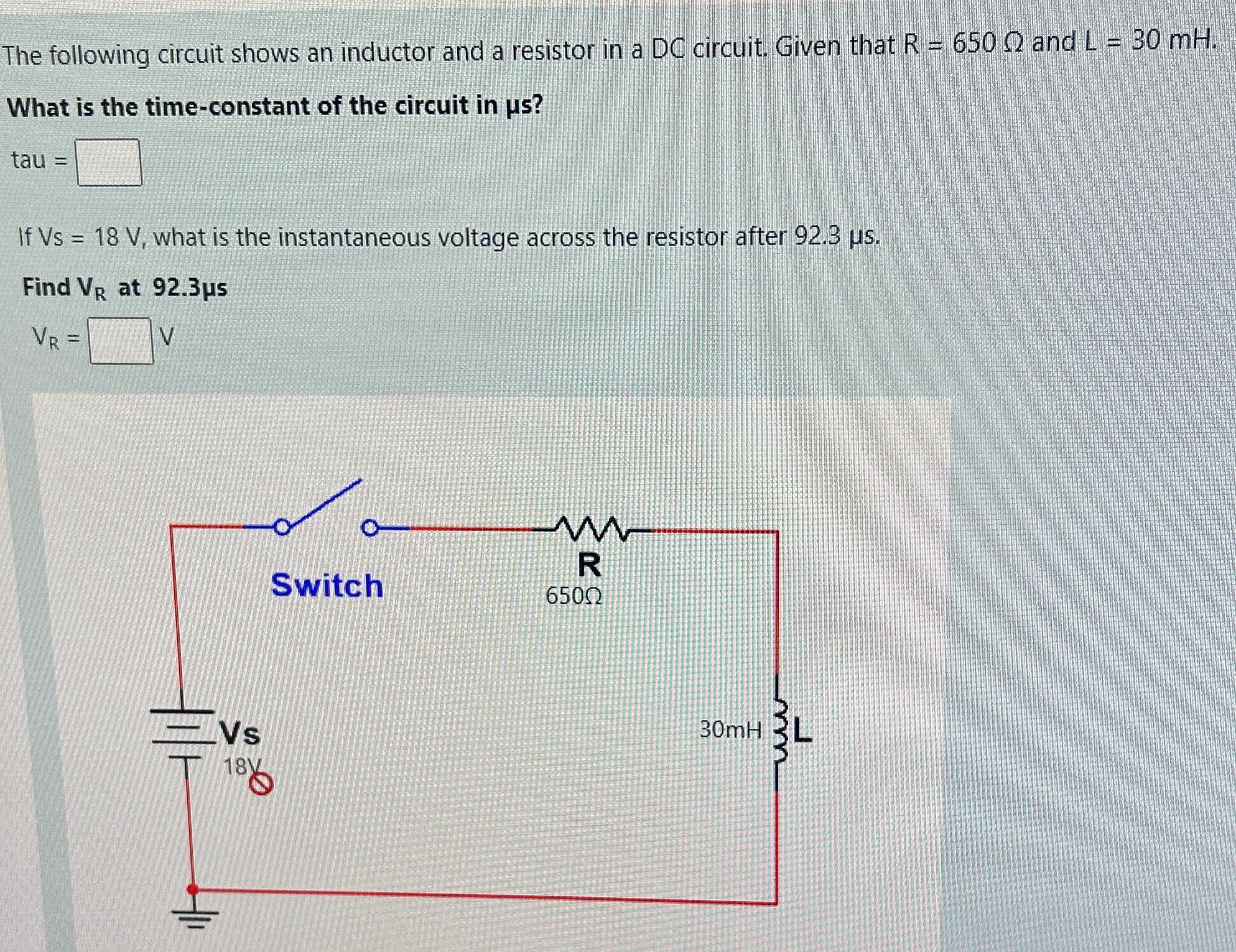 Solved The following circuit shows an inductor and a | Chegg.com