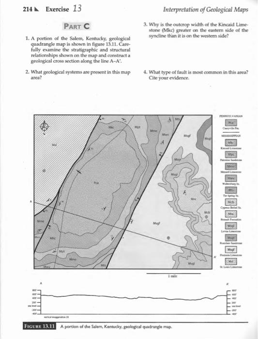 Solved 214 Exercise 13 Interpretation of Geological Maps | Chegg.com