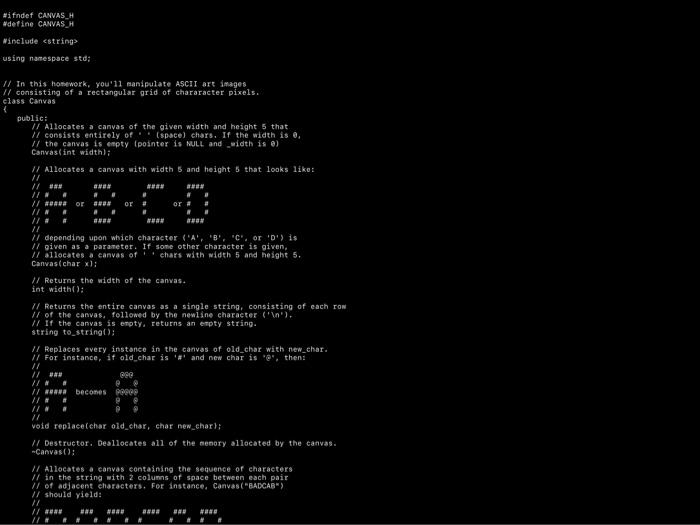Solved make a canvas.cpp that defines the function in the | Chegg.com
