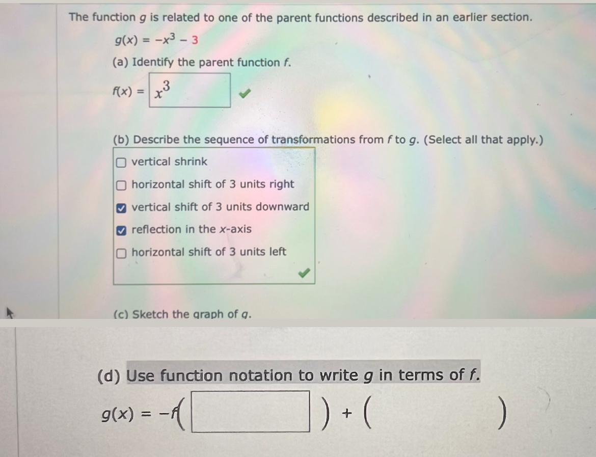 Solved The function g ﻿is related to one of the parent | Chegg.com