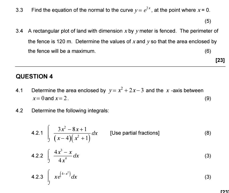 Solved 3.3 Find the equation of the normal to the curve | Chegg.com