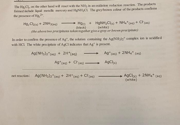 Solved Experiment 3 Qualitative Analysis: Group 1 Cations | Chegg.com