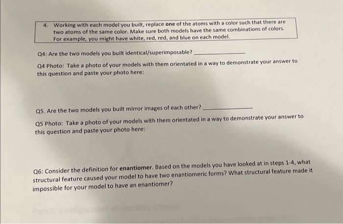 Solved 4. Working with each model you built, replace one of | Chegg.com