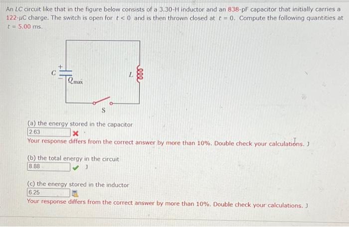 Solved An LC circuit like that in the figure below consists | Chegg.com