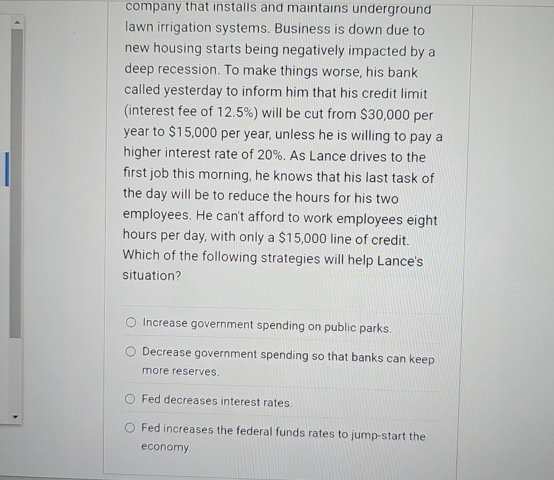 Solved company that installs and maintains underground lawn | Chegg.com