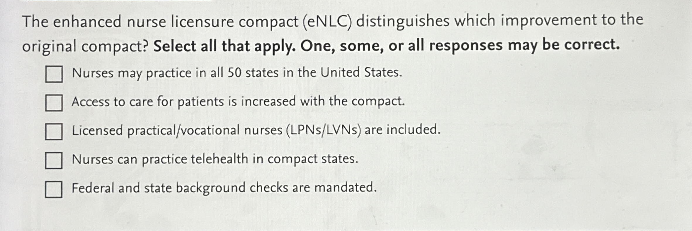 Solved The enhanced nurse licensure compact (eNLC) | Chegg.com