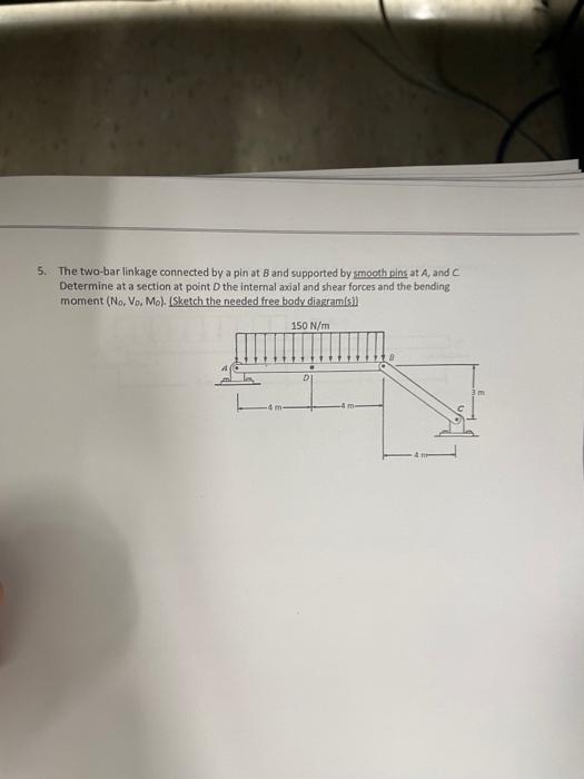 Solved 5. The two-bar linkage connected by a pin at B and | Chegg.com
