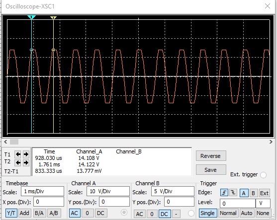 Solved Oscilloscope-XSC1 X Channel_B T1 T2 Reverse Time | Chegg.com