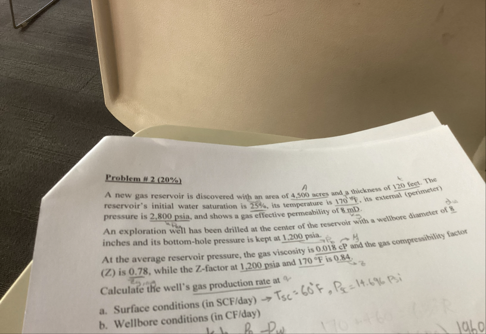 Solved Problem #2 (20%)A new gas reservoir is discovered | Chegg.com