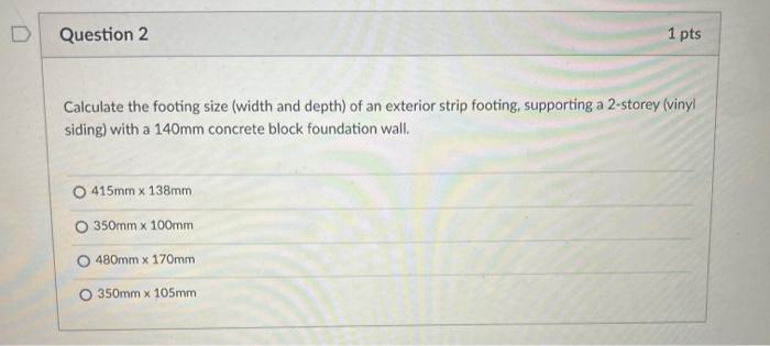 Calculate the footing size (width and depth) of an | Chegg.com