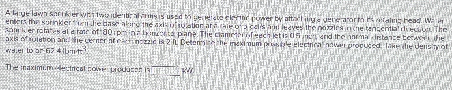 Solved A large lawn sprinkler with two identical arms is | Chegg.com