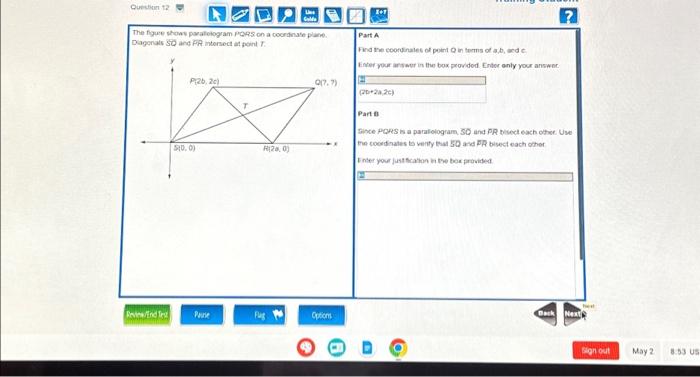 Question 12 N The figure shows parallelogram PQRS on | Chegg.com