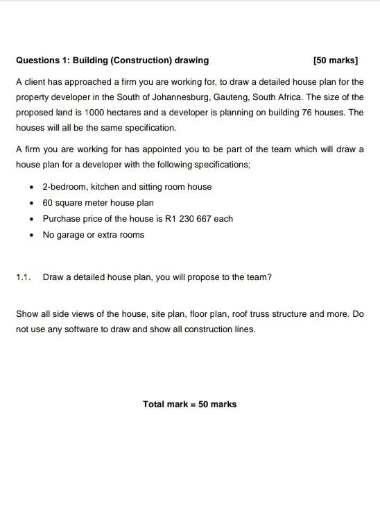 Solved Questions 1: Building (Construction) drawing [50 | Chegg.com