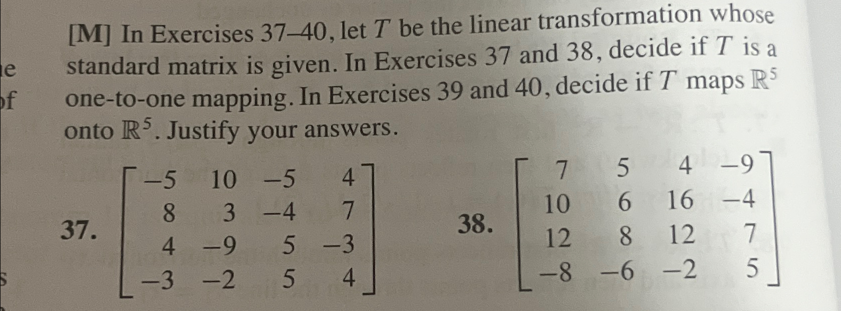Solved [M] ﻿In Exercises 37-40, ﻿let T ﻿be the linear | Chegg.com