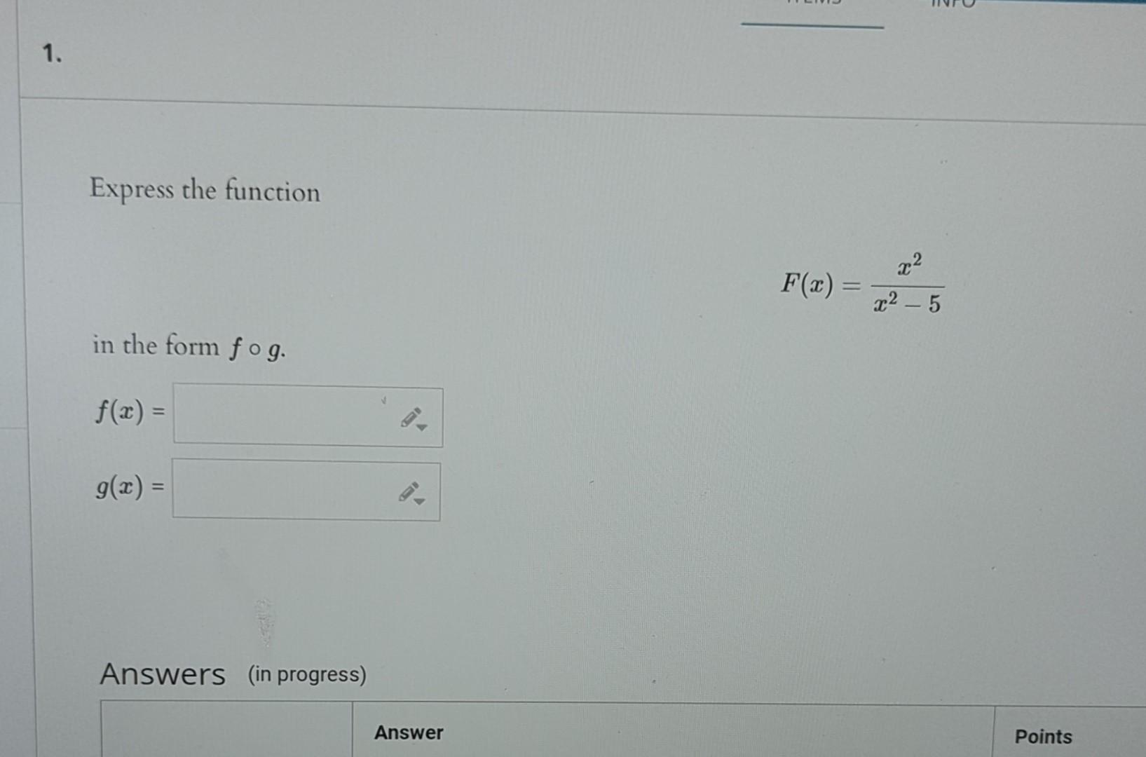 Solved F(x)=x2−5x2Express the function F(x)=x2−5x2 in the | Chegg.com