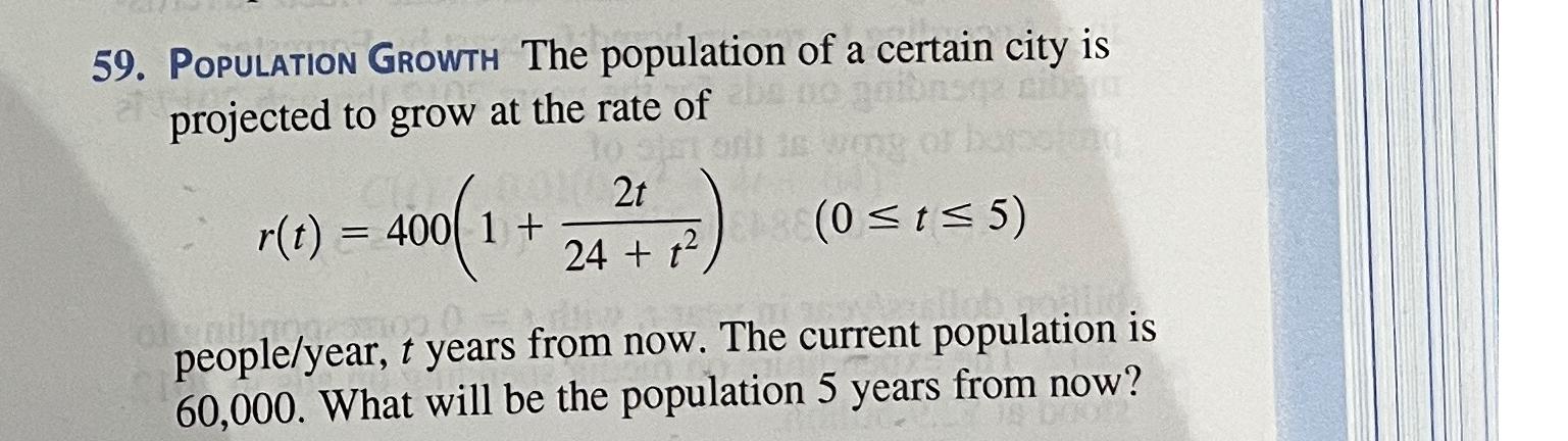 Solved Population Growth The population of a certain city is | Chegg.com