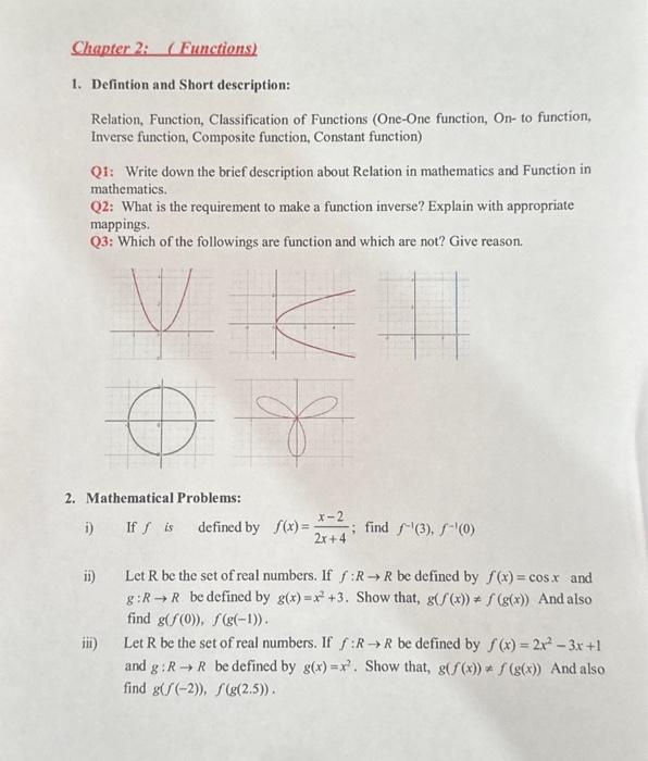 Solved Relation, Function, Classification of Functions | Chegg.com