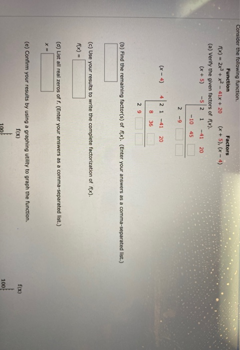 Solved Consider the following function. Function Factors | Chegg.com