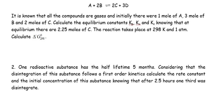 Solved A + 2B = 2C + 3D It is known that all the compounds | Chegg.com