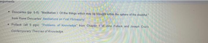 1. Knowledge and certainty. (Descartes). The standard | Chegg.com