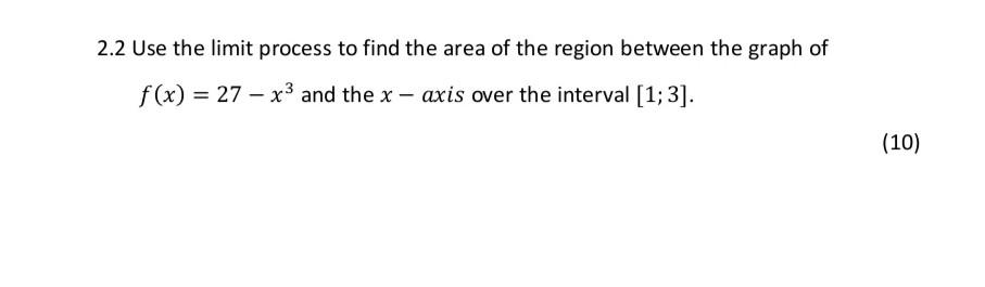 Solved 2.2 Use the limit process to find the area of the | Chegg.com