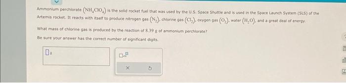 Solved Ammonium perchlorate (NH4ClO4 ) is the solid rocket | Chegg.com