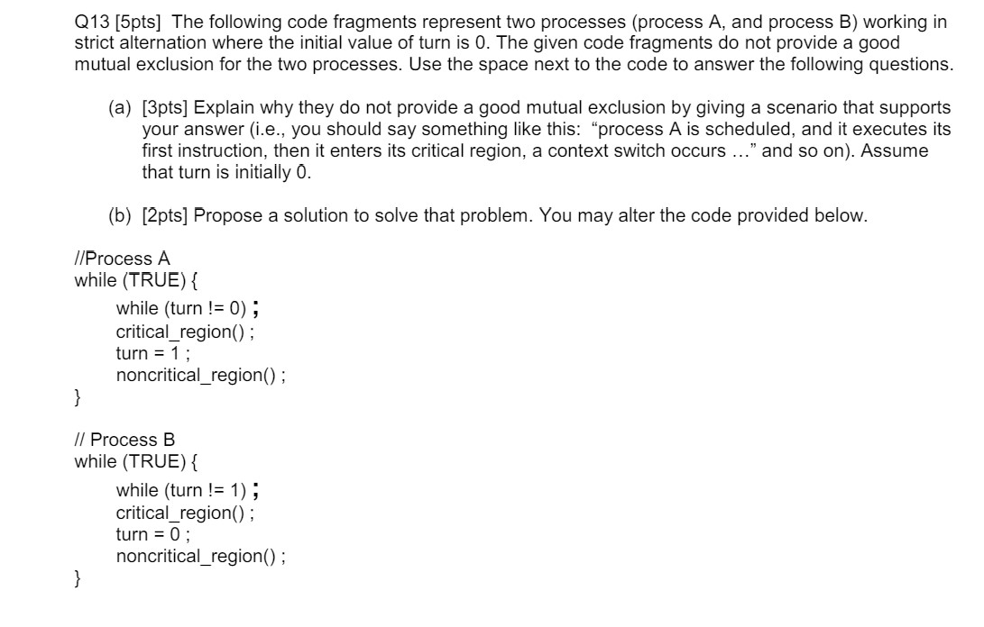 Solved Q13 [5pts] ﻿The following code fragments represent | Chegg.com