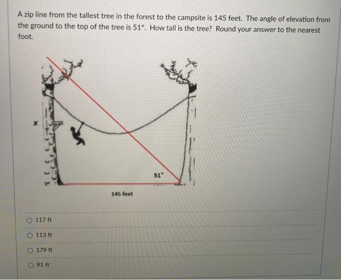 Solved A zip line from the tallest tree in the forest to the | Chegg.com