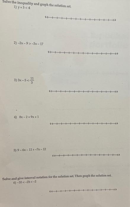 Solved Solve the inequality and graph the solution set. 1) | Chegg.com