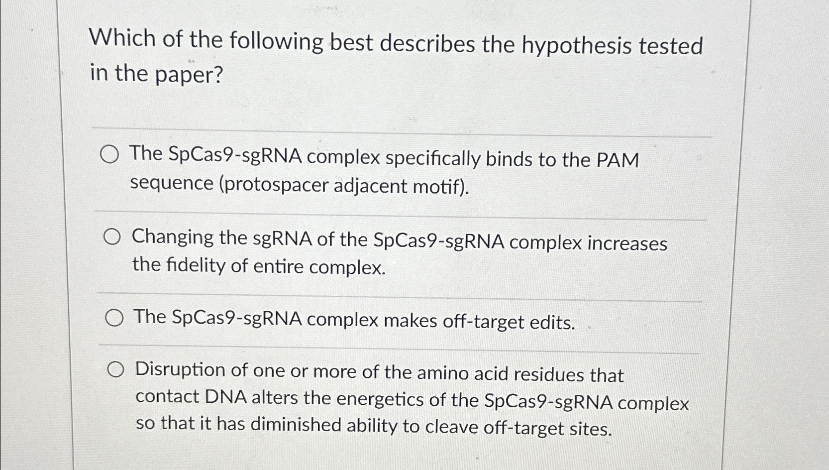 Solved Which of the following best describes the hypothesis | Chegg.com