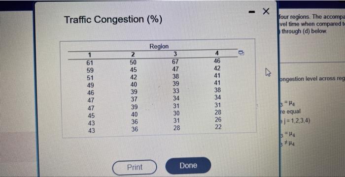 Solved A transportation strategist wanted to compare the | Chegg.com