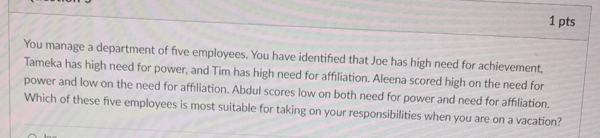 You manage a department of five employees. You have | Chegg.com