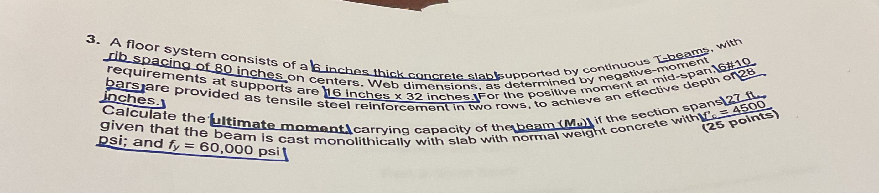 Solved rib spacing of consists of a b ﻿inches thick concrete | Chegg.com