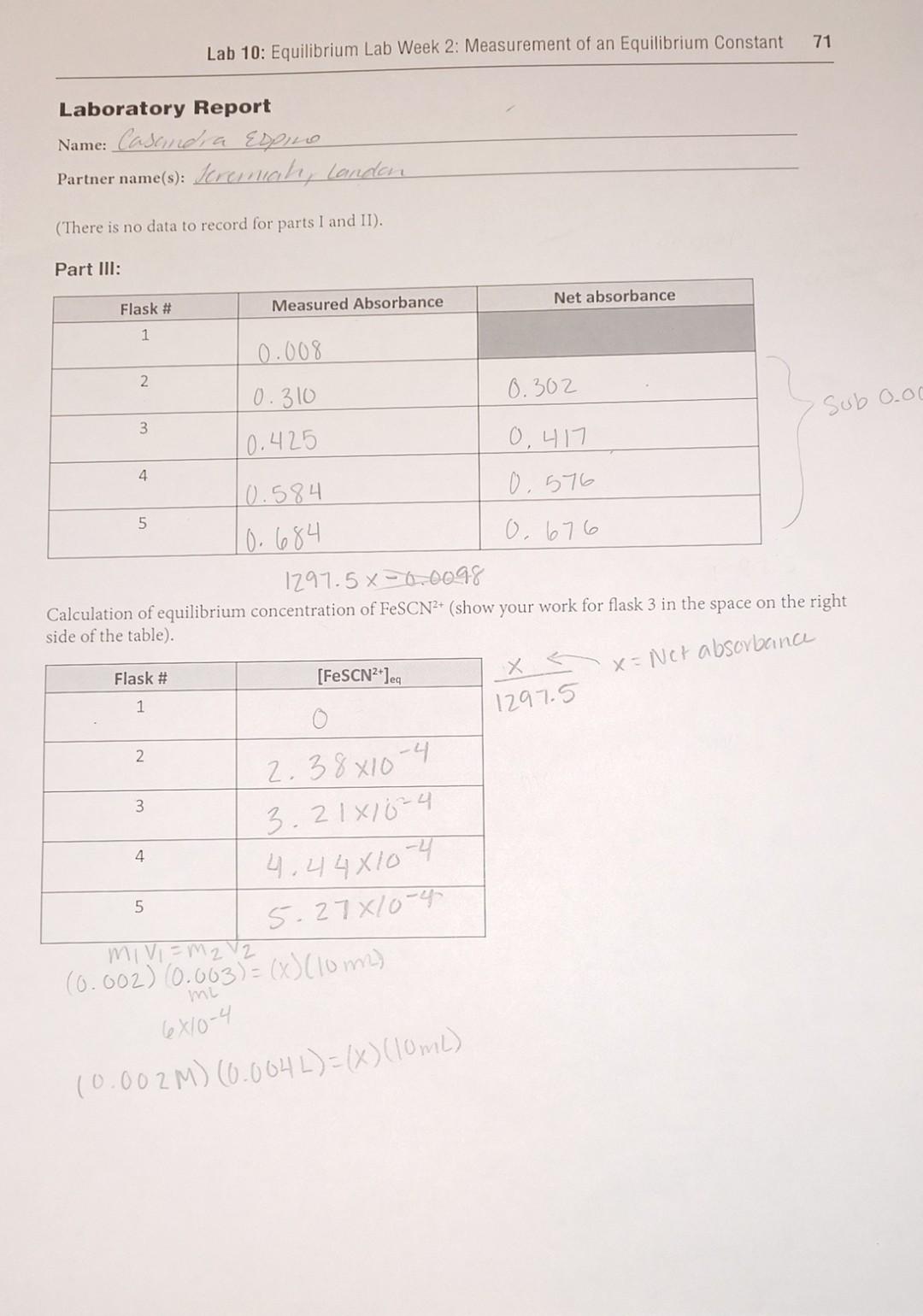 Solved Lab 10: Equilibrium Lab Week 2: Measurement of an | Chegg.com