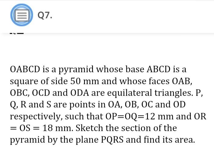 Solved E) Q7. OABCD is a pyramid whose base ABCD is a square | Chegg.com
