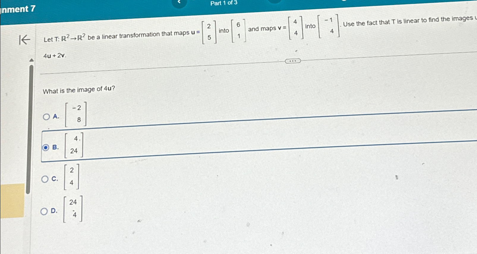 Solved Inment 7Part 1 ﻿of 3Let T:R2→R2 ﻿be a linear | Chegg.com