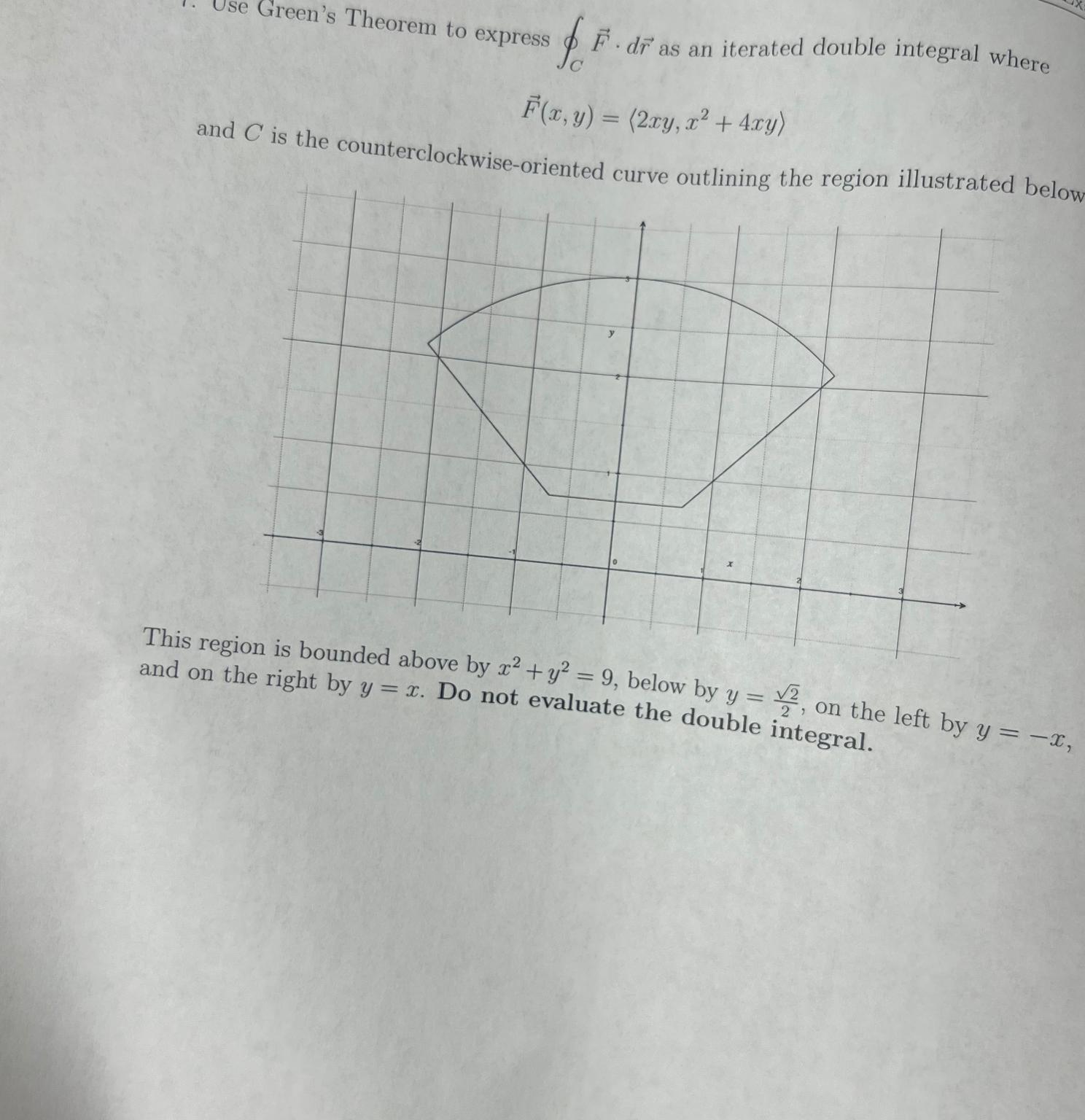 Solved Use Green's Theorem to express o∫C﻿vec(F)*dr as an | Chegg.com