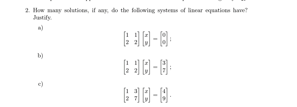 Solved How many solutions, if any, do the following systems | Chegg.com