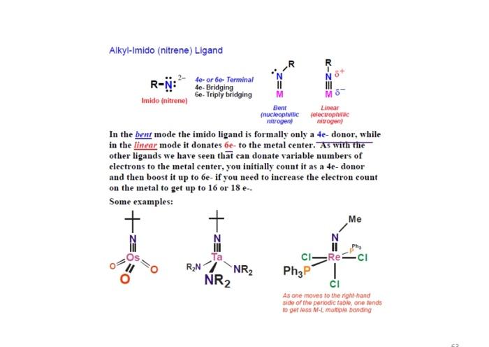 In the bent mode the imido ligand is formally only a | Chegg.com