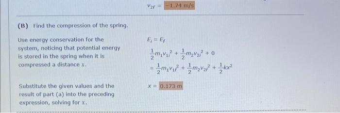 Solved GOAL Solve an elastic collision involving spring | Chegg.com