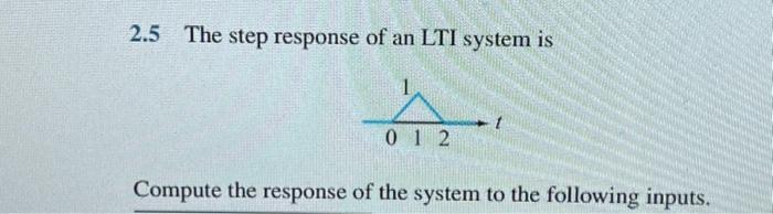 Solved 2.5 The step response of an LTI system is Compute the | Chegg.com