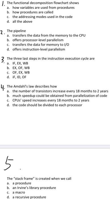 Solved The functional decomposition flowchart shows a. how | Chegg.com