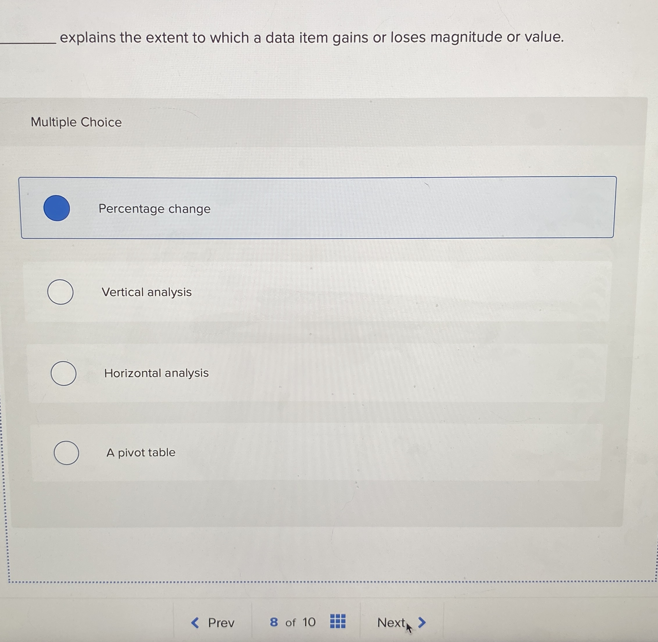 Solved explains the extent to which a data item gains or | Chegg.com