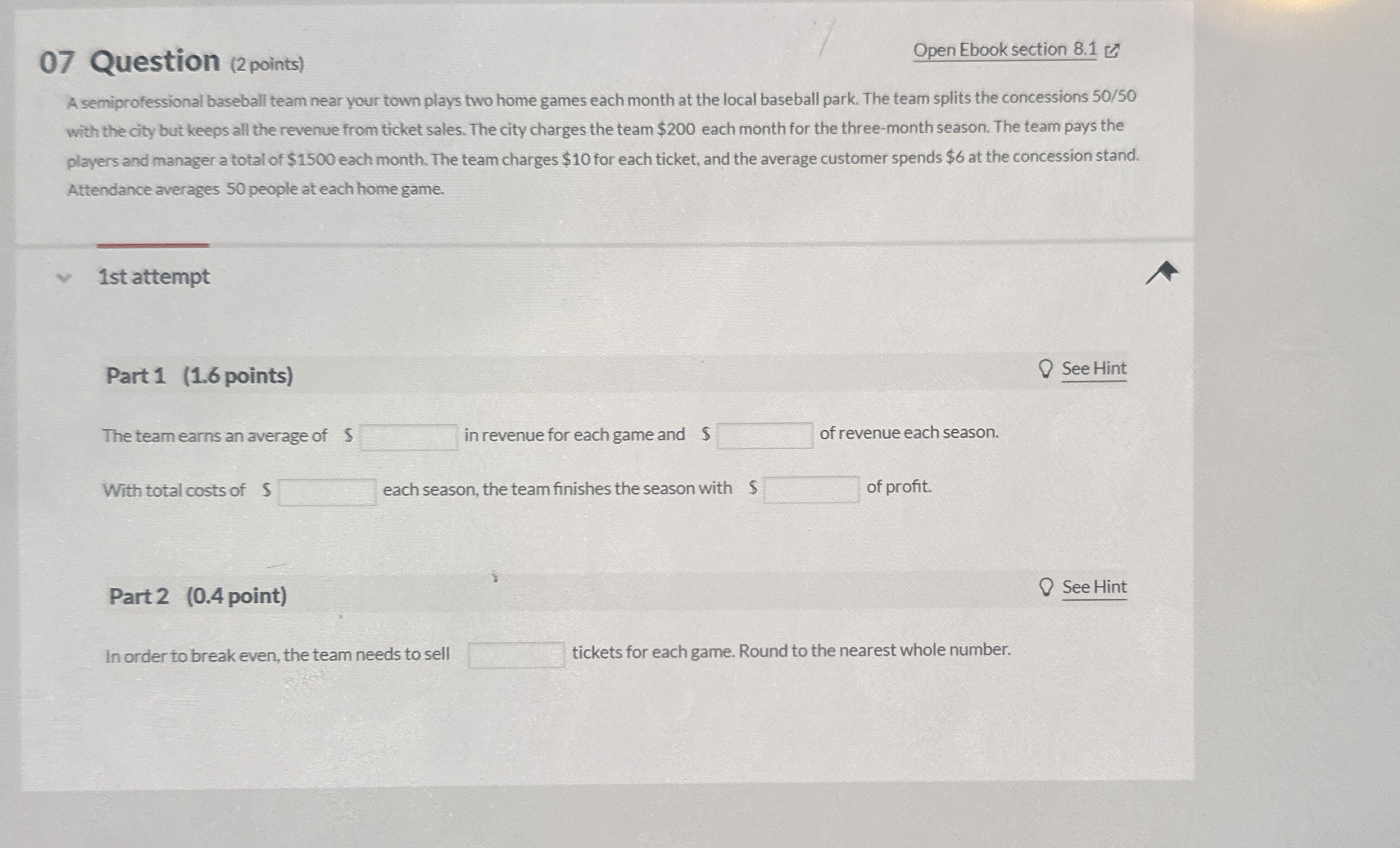 Solved 07 ﻿Question (2points)Open Ebook section 8.1 ©A | Chegg.com